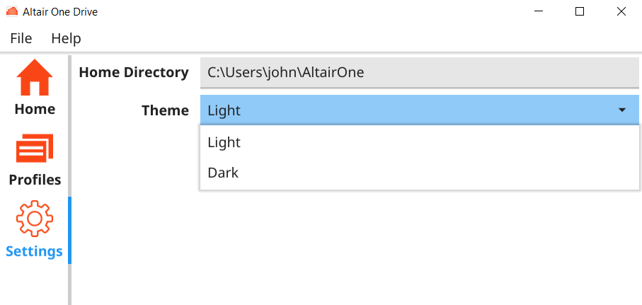 Set Altair One Drive Desktop Theme