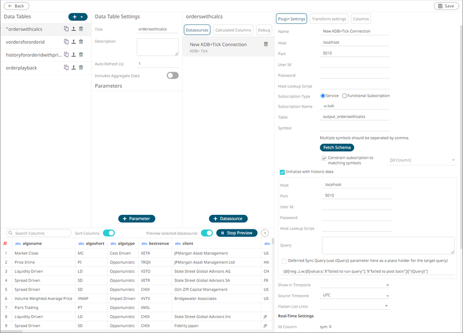 Altair Panopticon Web Authoring Help - Previewing Streaming Data