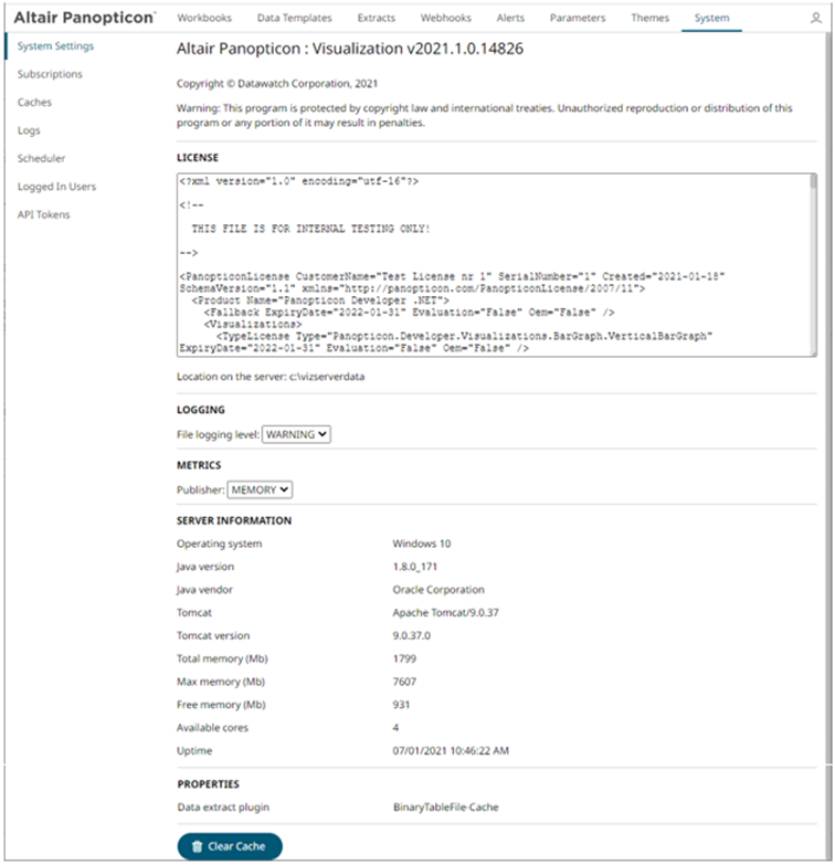 Altair Panopticon Visualization Server Installation And Reference Help View License Information