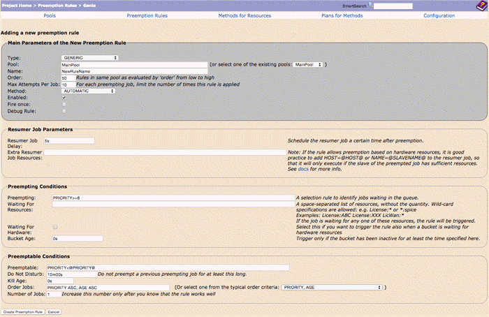 Web-Based Interface for Preemption