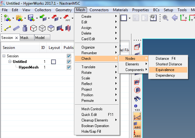 Creation of the mechanical mesh in HyperMesh