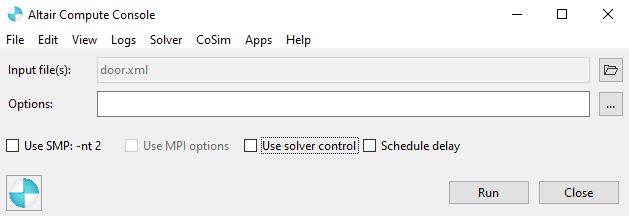WindowsのスタートメニューからのMotionSolveの実行