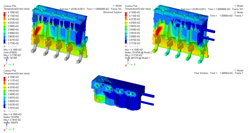 OS-E： 5000 OptiStructとAcuSolveによるインライン-4エンジンヘッドの共役熱伝導解析（TFSI）