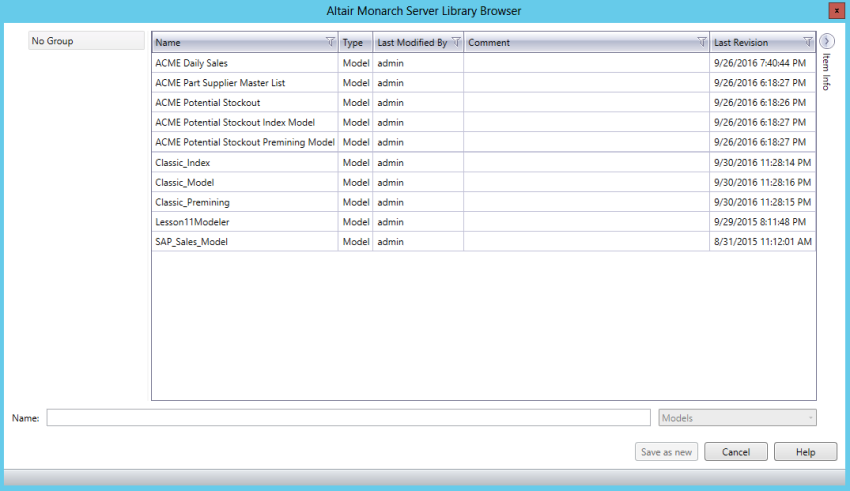 Altair Monarch 2021.0 Help - Saving to an Altair Server Library