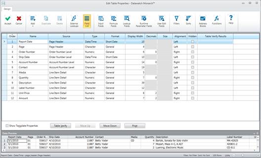 Data Prep Studio Help - Getting to Know Table Design View