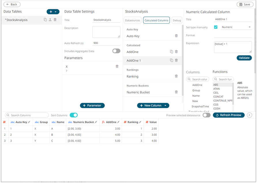 Altair Panopticon Web Authoring Help - Removing User-Defined Columns