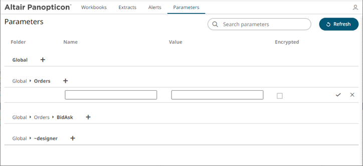 Altair Panopticon Web Authoring Help - Adding Global Parameters