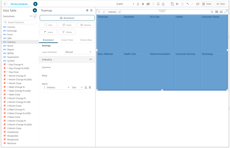Altair Panopticon Web Authoring Help - Associating Columns to the Variables