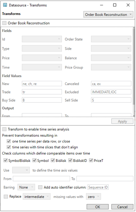 Altair Panopticon Designer Help - Order Book Reconstruction Transform