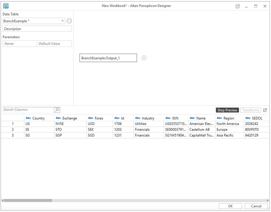 Altair Panopticon Designer Help - Previewing Streaming Data