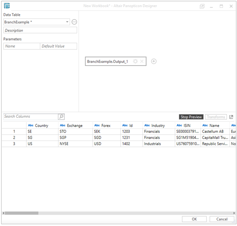 Altair Panopticon Designer Help - Previewing Streaming Data